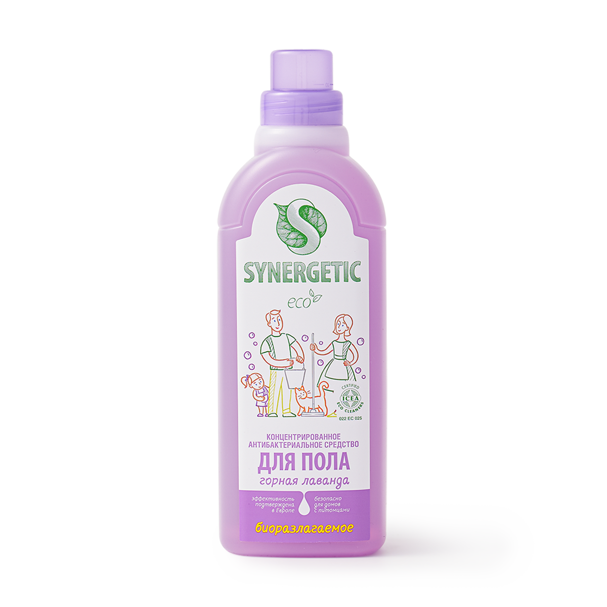 Средство для мытья пола Synergetic "Горная лаванда", 750 мл, фиолетовый