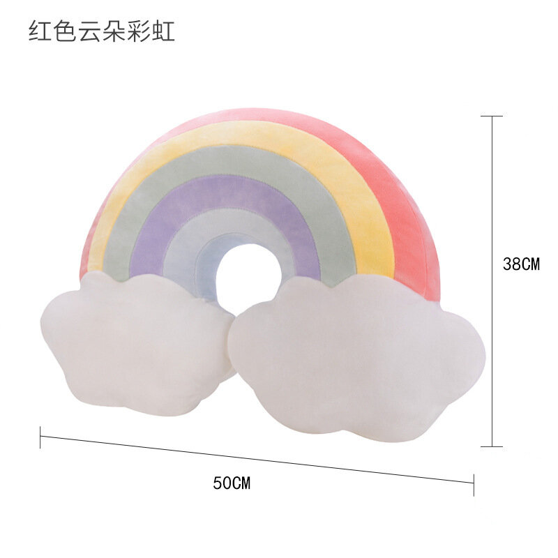 Красная радужная подушка для кровати 50x38 см, мягкая плюшевая подушка для спальни девушек, 0.46 кг