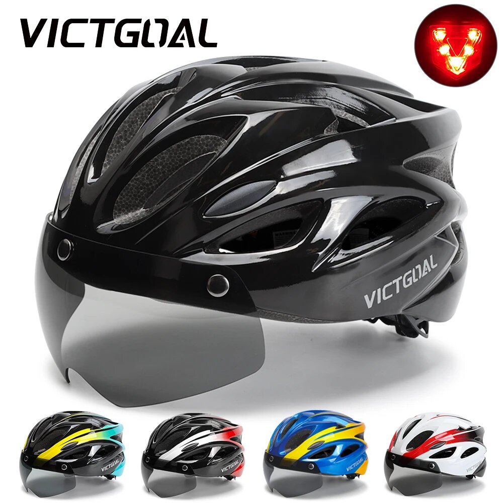 Велошлем VICTGOAL VA127 BlackRed с очками