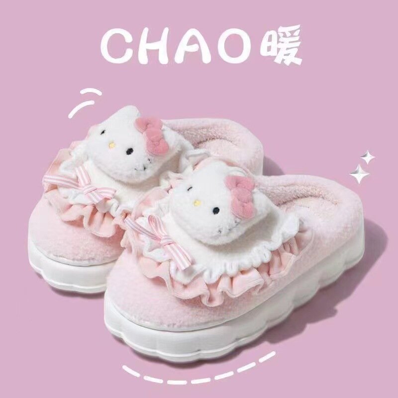 Плюшевые тапочки Sanrio Hello Kitty Cinnamon Curly, размер 36-37