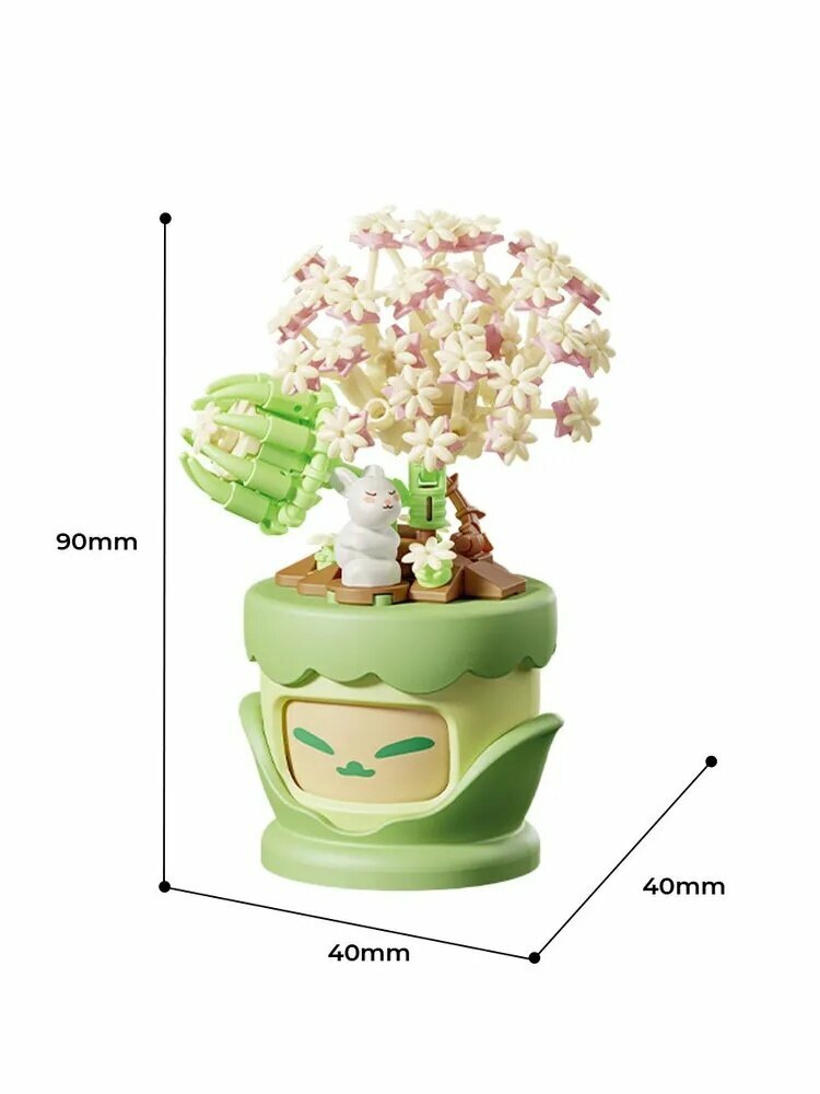 Конструктор WONDER MOON 804433, цветок в горшке с эмоциями Фрезия, 156 деталей