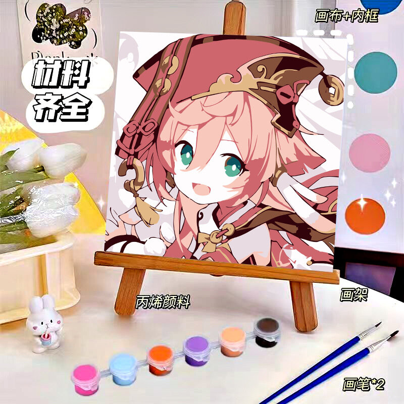 Цифровая картина маслом 20*20, аниме, раскраска маслом, ручная роспись маслом, декор для спальни.
