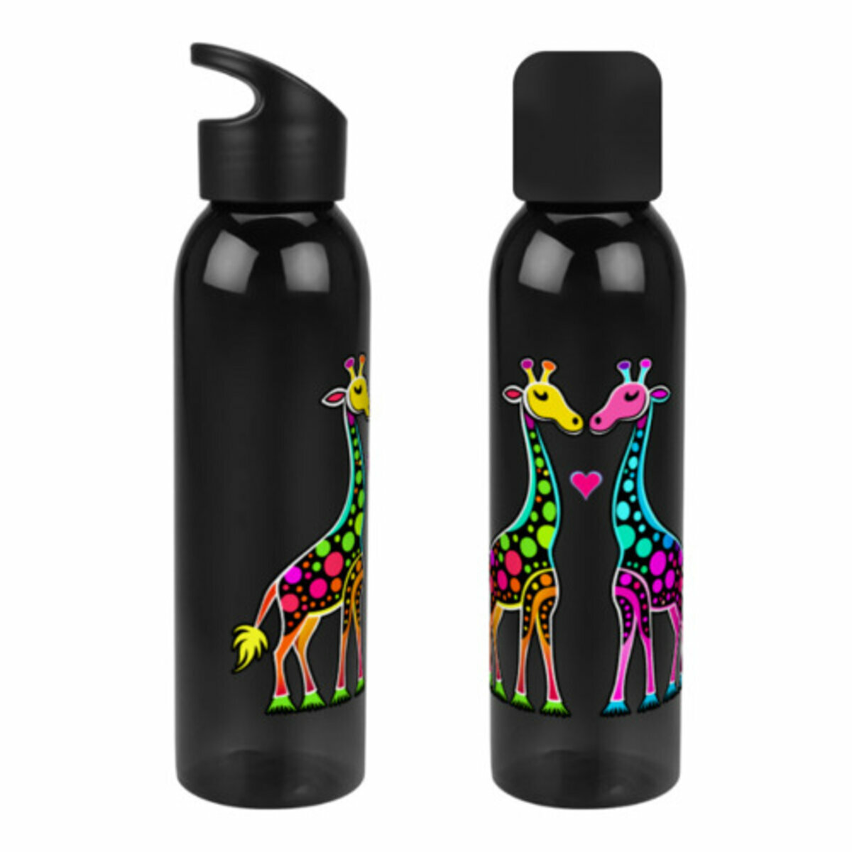Бутылка для воды «Жирафы и сердце, любовь» (черный)
