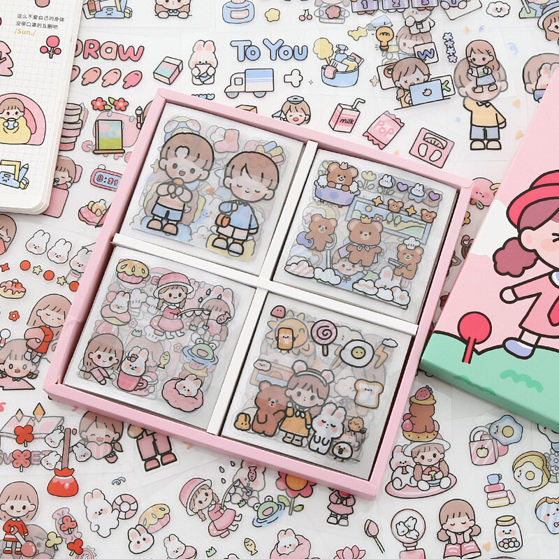 Милые стикеры Cream Rabbit Diary из ПЭТ, водонепроницаемые, 100 листов для рукодельных дневников и блокнотов