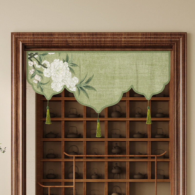 Треугольная флаговая занавеска, новый китайский стиль, дверная занавеска, ретро декоративная короткая занавеска, полудверная занавеска, домашняя висячая флаговая занавеска, кухонная перегородка