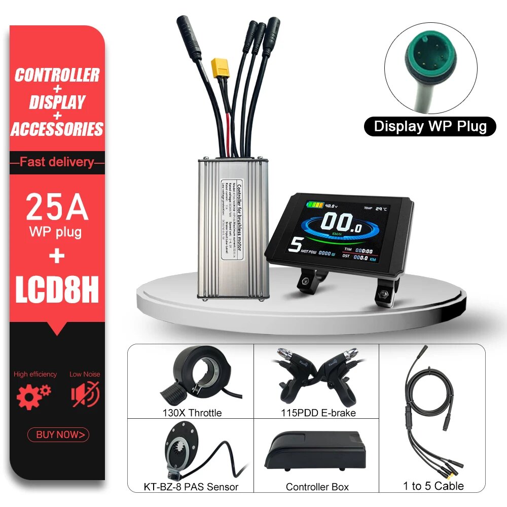 Контроллер Ebike SineWave KT 36 В 48 В 15A/17A/22A/25A/30A с ЖК3 ЖК-дисплеем 8H LED880 для комплекта для переоборудования электрического велосипеда, детали