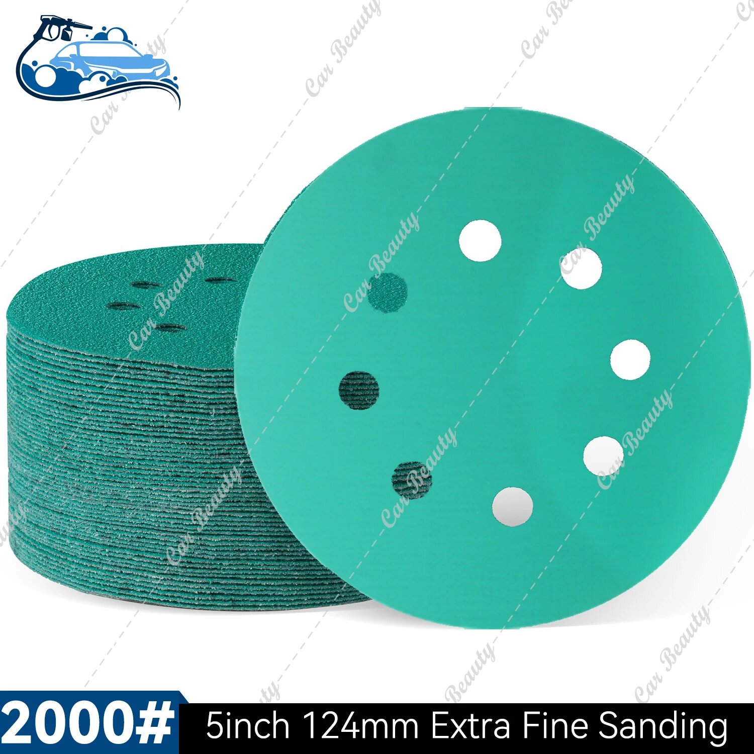 5-дюймовая наждачная бумага, 8 отверстий, круглая, влажная шлифовальная бумага для 10PCS, Grit 2000