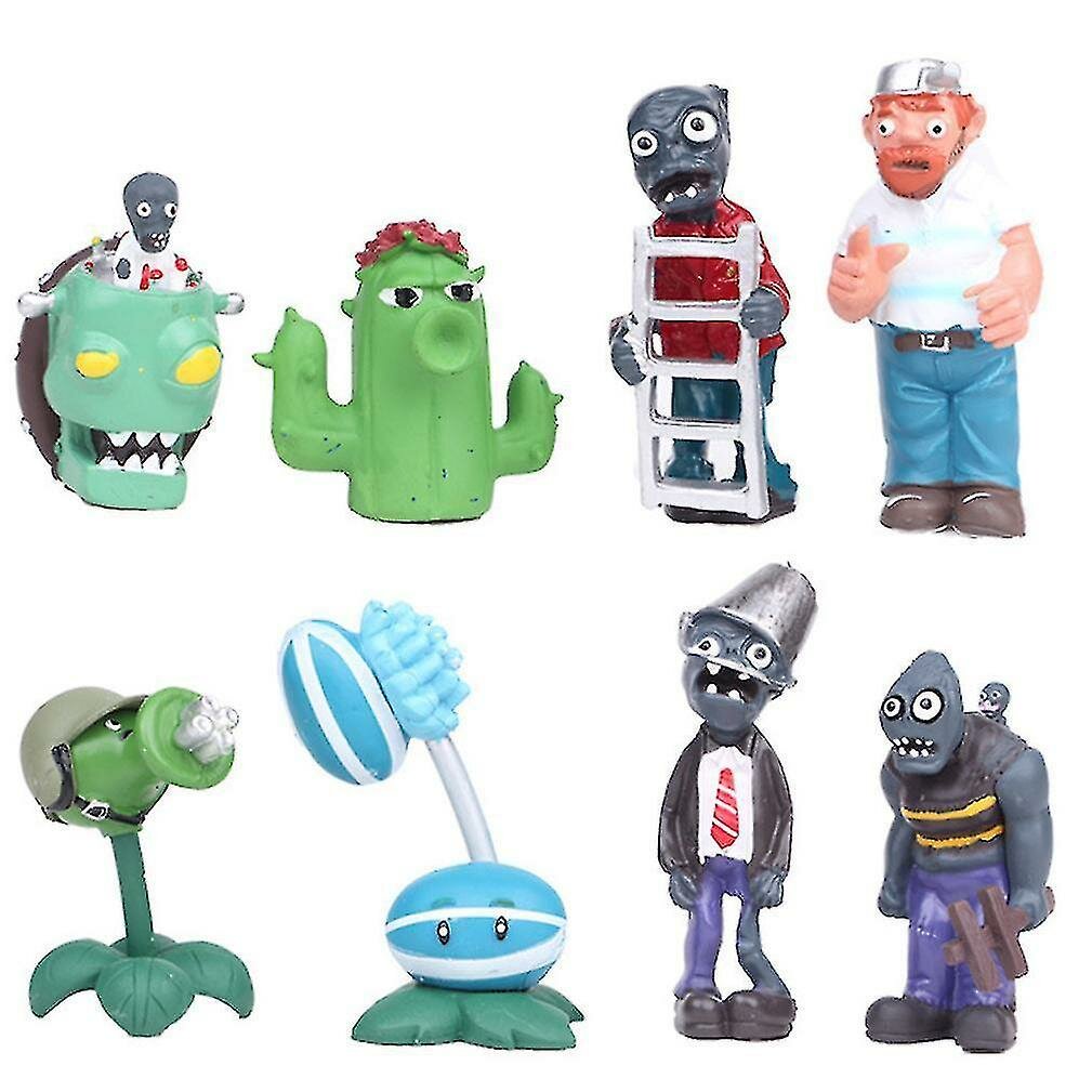 8pcs растение против зомби живопись игрушка коллекция модель кукла дети подарок 4-го поколения микро пейзаж (красочный)