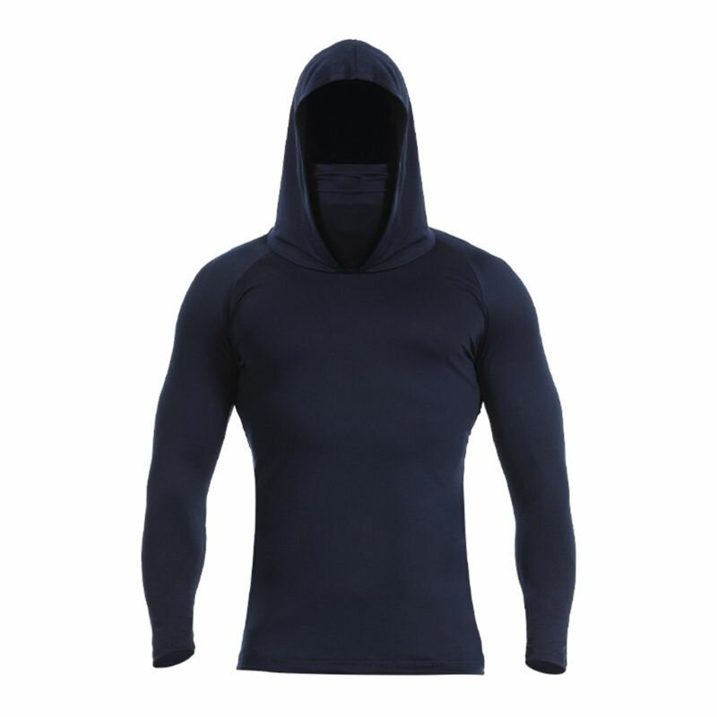 Верхняя одежда для защиты от солнца на открытом воздухе, дышащий и быстросохнущий топ с капюшоном-Темно-синий-XL