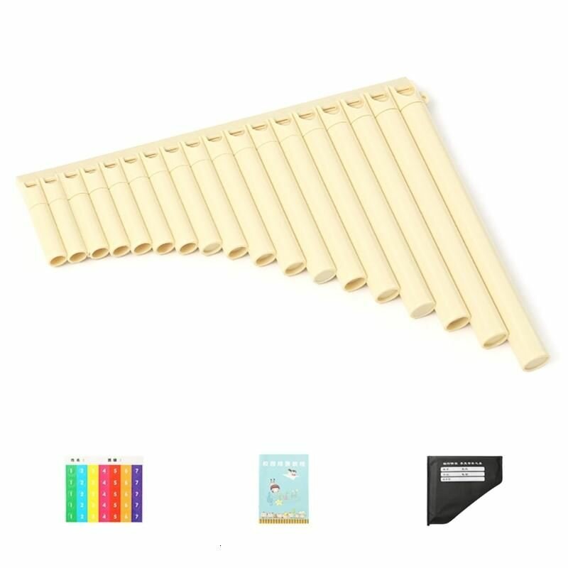 Легкая Пана Флейта C тон Китайский традиционный музыкальный инструмент для начинающих с четким звуком, Beige - 18 трубок