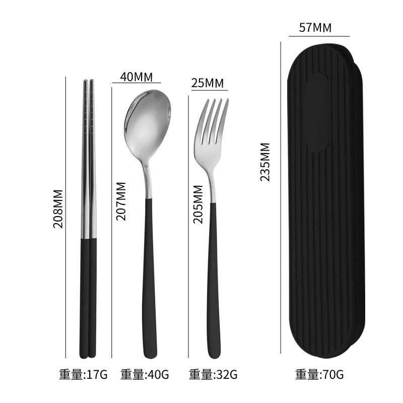 Корейский портативный набор посуды 304, набор палочек для еды, студенческая уличная посуда из нержавеющей стали, набор