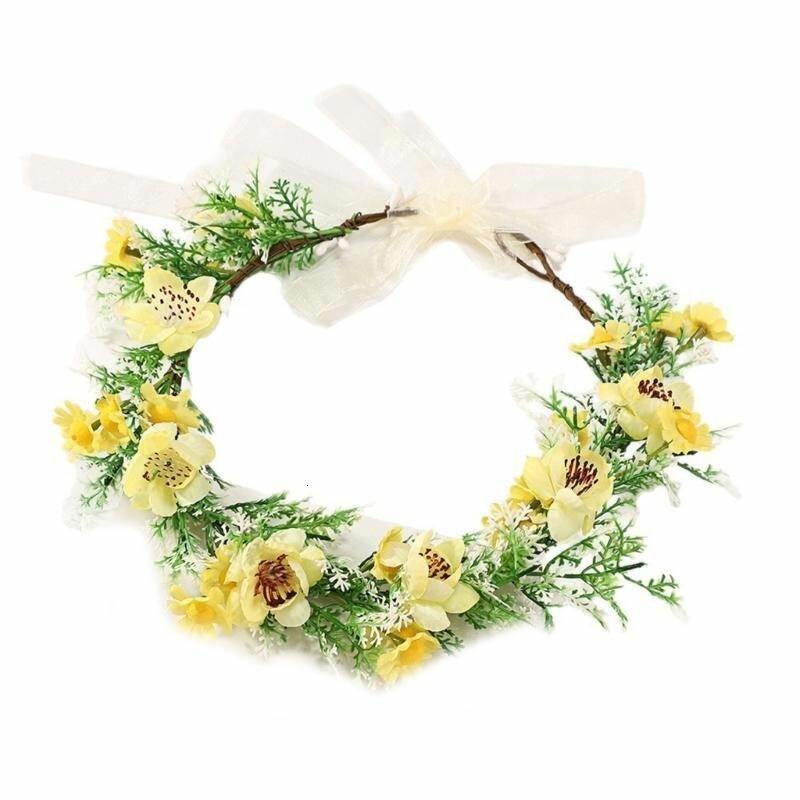 Реалистичный венок из искусственных ромашек, Желтый