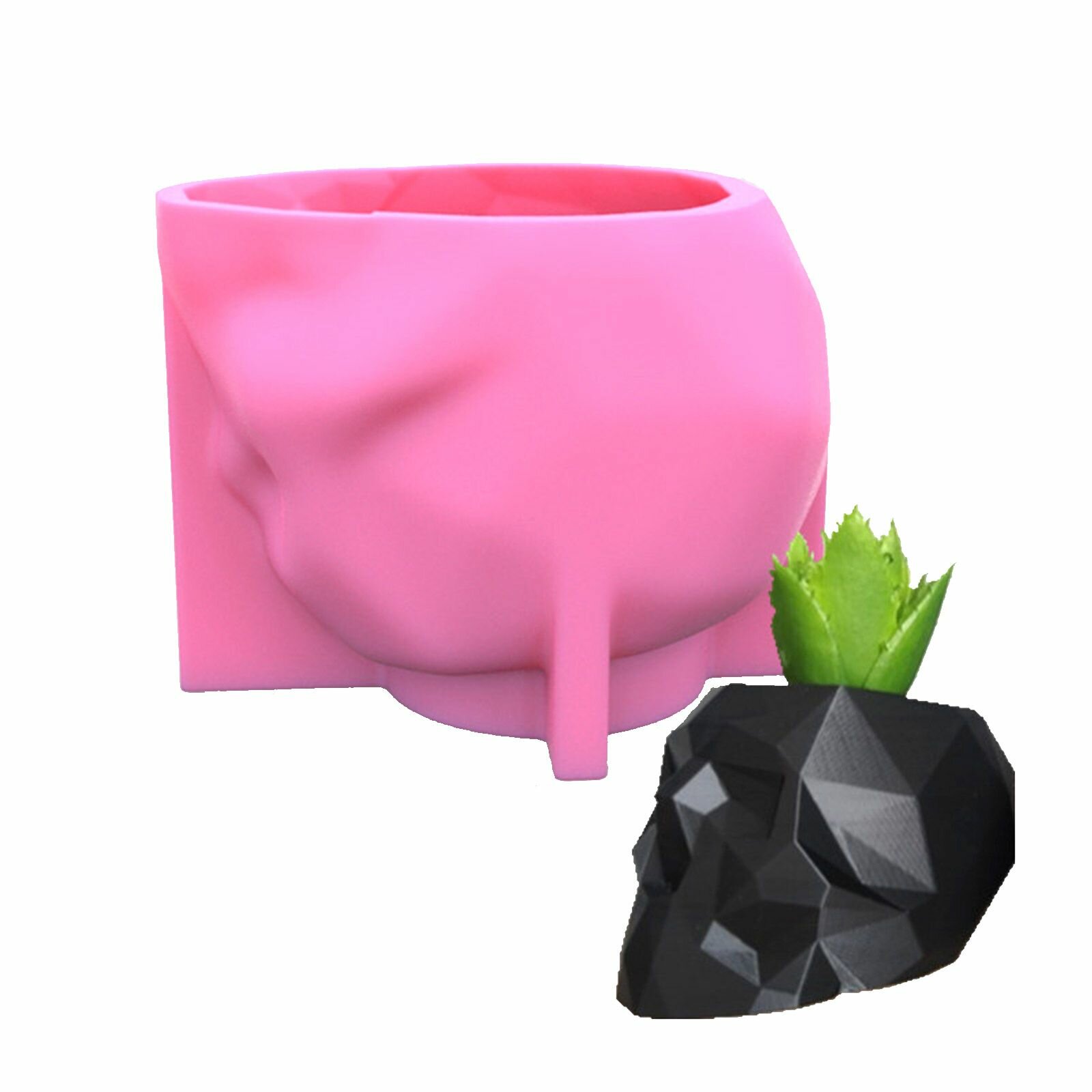 3D призматический череп цветочный горшок гипс глина смола силиконовые формы