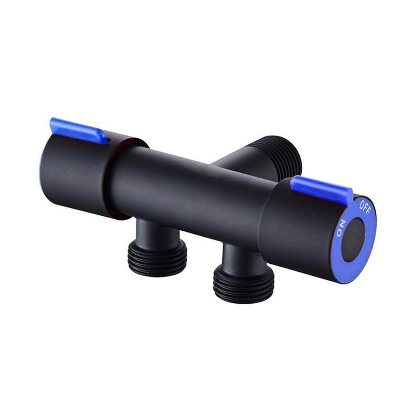 Кран для мойки 304 нержавеющая сталь с одним входом и двумя выходами, двойная ручка, двойное управление, односмесный холодный, быстрый открывающийся насадник для стиральной машины, черный, 304 двойная ручка двойное управление (синий колесо)