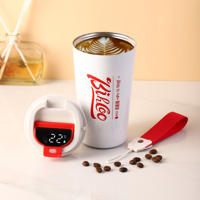 Интеллектуальная температура измерения кружка Coca-Cola кофе стальной двойной утепление кружка офис автомобиль портативная водяная чашка Smart - Белый (510мл) емкость