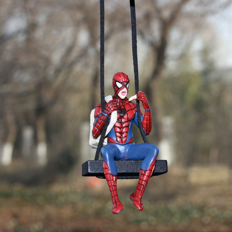 Подвеска для зеркала заднего вида автомобиля из серии Swing Duck, мультяшный Человек-паук, герой Marvel, Дэдпул, ручная подвеска для офиса и автомобиля