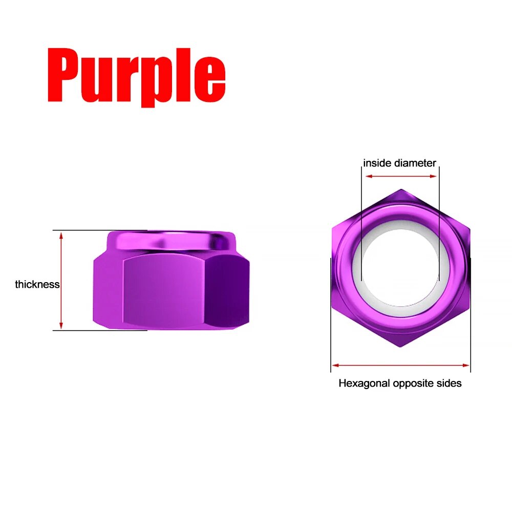 Стопорные гайки EDGAR GARY M2 M2.5 M3 M4 M5 M6 M8 M3 (10Pcs), Purple