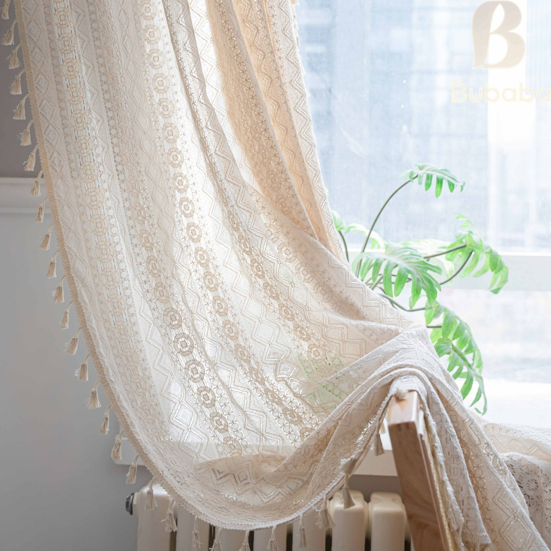 Ткань папа американский ретро богемный полые шторы с кисточками для спальни гостиная эркер готовые маленькие шторы