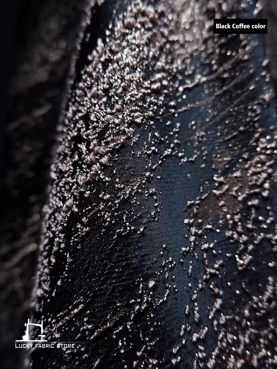 Вискозная/полиэстерная ткань с жаккардовым рисунком Черный, Black Coffee color