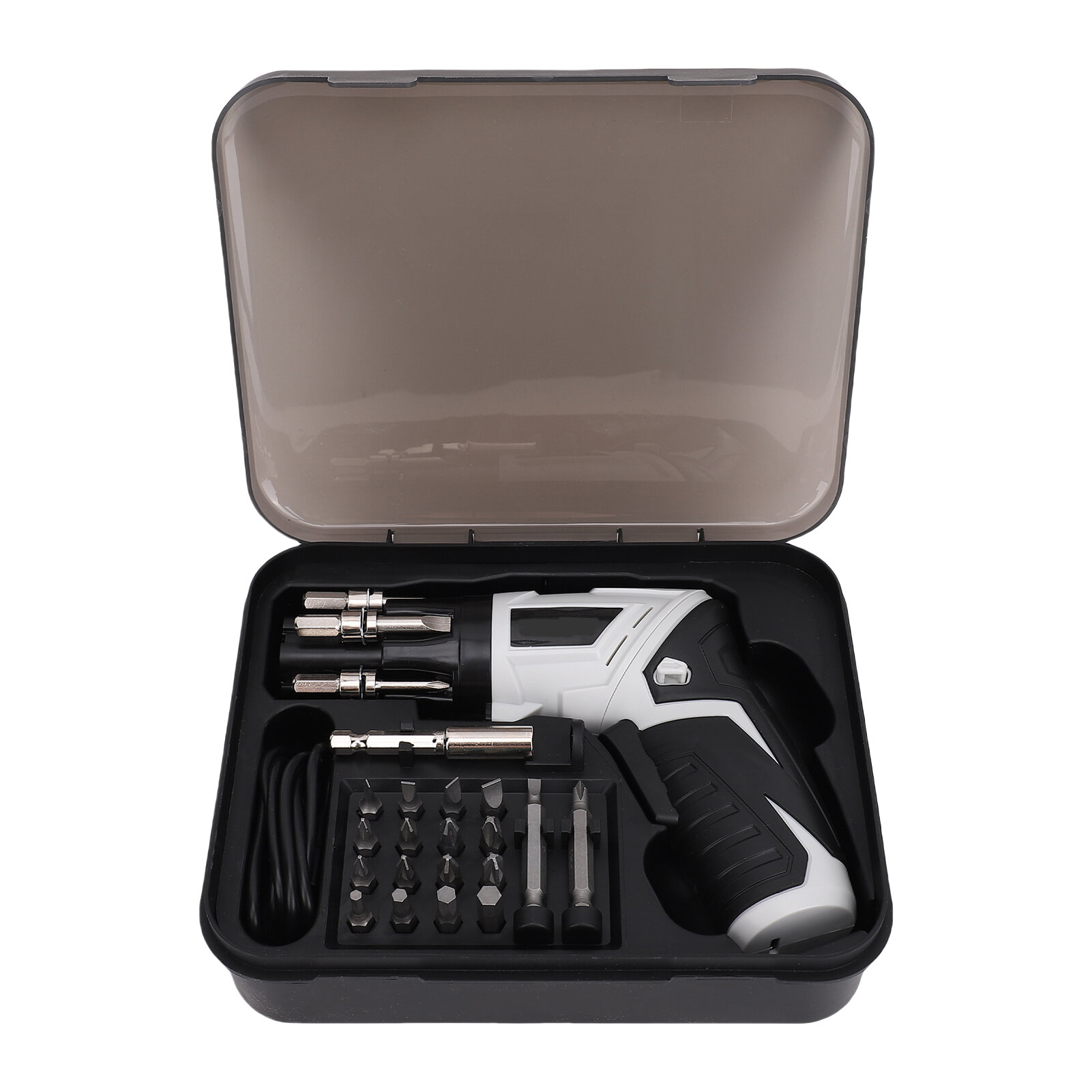 Электроотвертка аккумуляторная, 180° поворот, 19 предметов