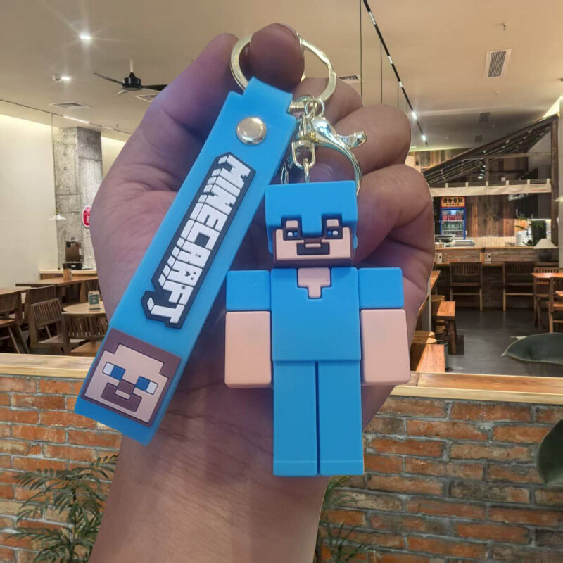 Ключница с персонажами из мультфильмов, креативный маленький кулон, игра Minecraft, периферийный орнамент, фигурка, подарок