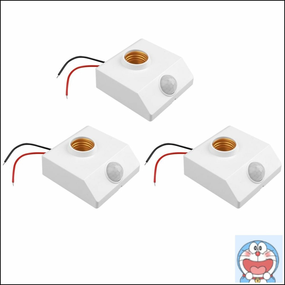 3 шт. Патрон Е27 с датчиком движения и освещенности 220В цоколь