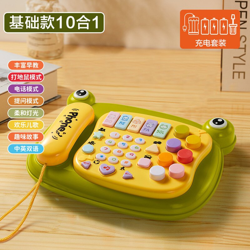 Детская игрушечная телефонная трубка, обучающая, раннее обучение, симуляция, жевательная, для детей от 8 до 12 месяцев, для 1 года, музыкальный стационарный телефон