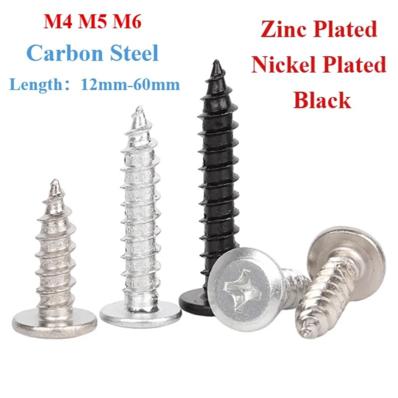 Саморезы по дереву из углеродистой стали M4 M5 M6 12-60 мм M5x25mm-50pcs, Black