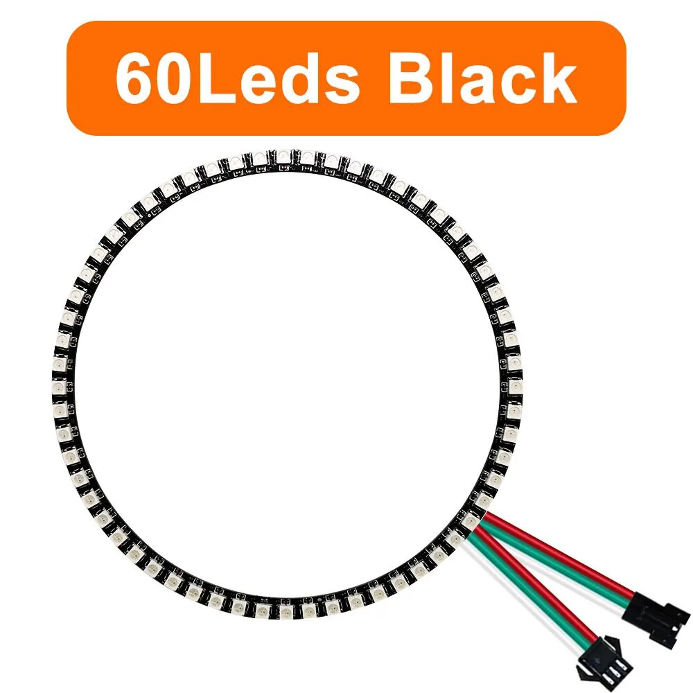 LED модуль LMODA WS2812B RGB 60/93/241 светодиодов Черный, 60Leds Black Ring
