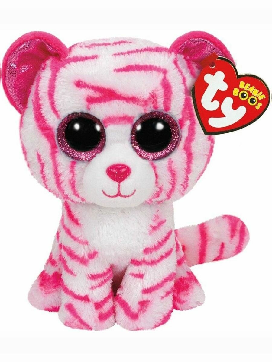TY Детская мягкая игрушка Азия Тигр Бело-розовый, 15 см