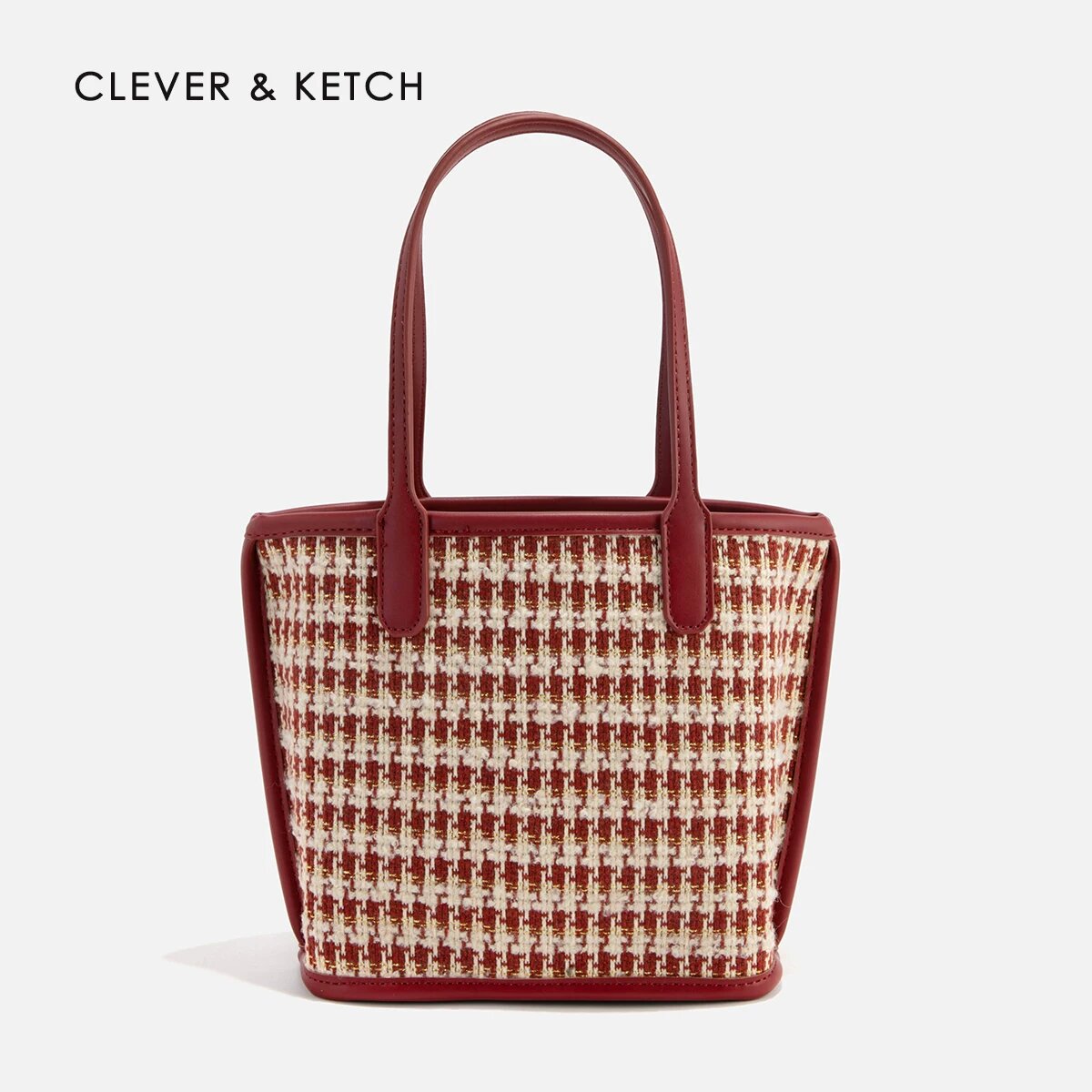 Сумка для свадьбы Clever&Ketch Red Bride для женщин 2025 года, новая сумка-тоут с узором "гусиная лапка", текстурированная сумка через плечо