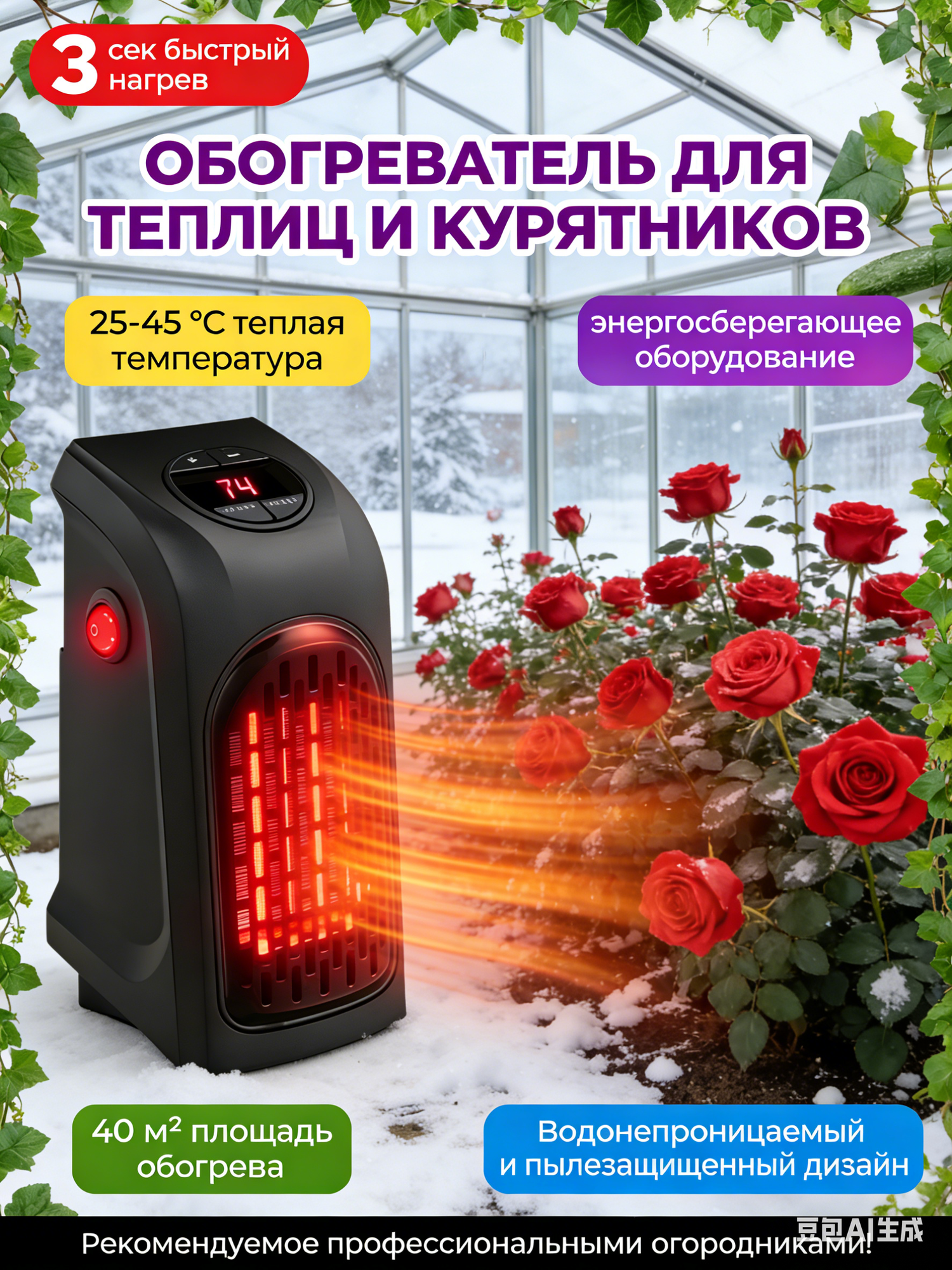 Обогреватель для теплиц, парников, курятников