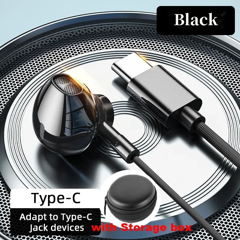 Проводные наушники-вкладыши типа C с микрофоном 3,5 мм, USB-музыкальные наушники для Apple iPhone 15 16 Sumsung Onepuls, наушники Xiaomi Redmi Huawei