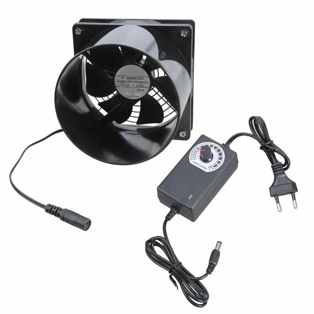 12см Вентилятор для кухни и теплицы с регулятором скорости