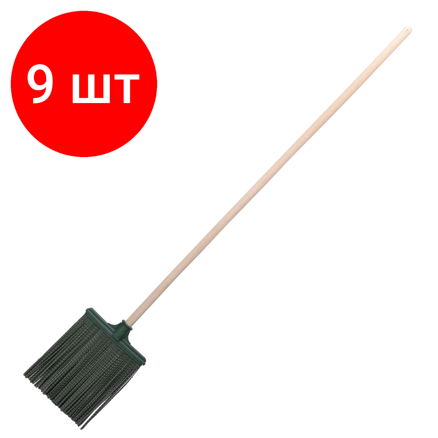 Комплект 9 шт, Метла синтетическая плоская 25х22 см, с черенком 120 см, еврорезьба, № 3, LAIMA EXPERT, 600385