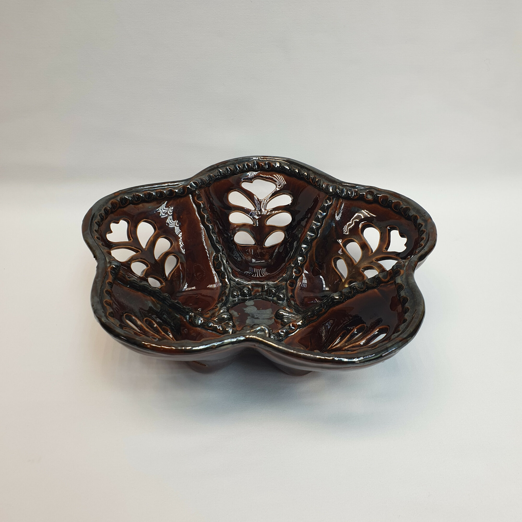 Ваза фруктовница, обливная керамика диаметр 27 см, винтаж СССР