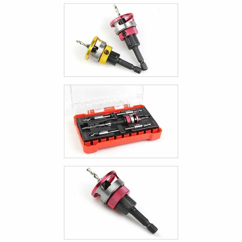 Модернизированный набор сверл-зенкеров по дереву с ограничителем для точного сверления