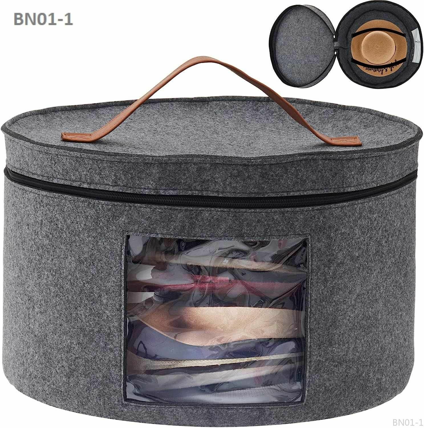 Коробка для хранения шляп диаметром 17 дюймов, большая круглая шляпа, дорожный футляр для женщин и мужчинBN01-1