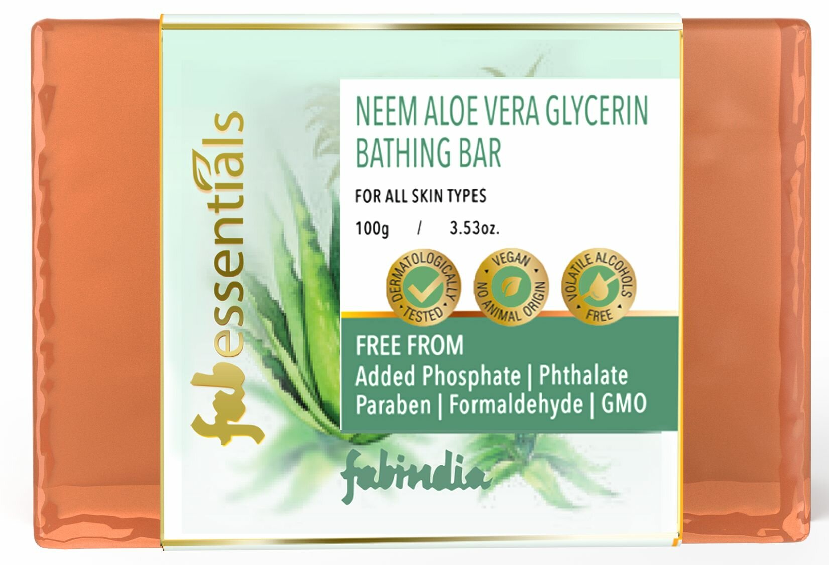 Мыло глицериновое НИМ & алоэ Fabessentials Bathing Bar 100 г