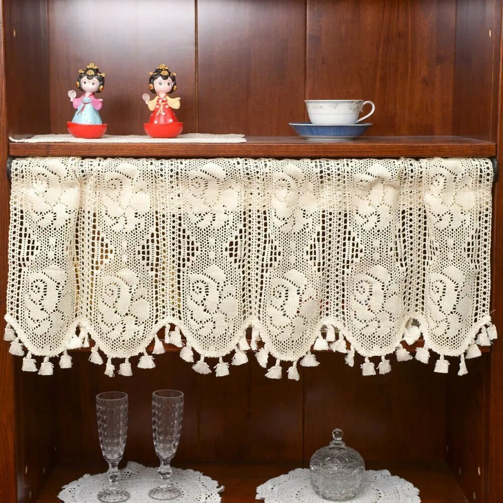 Штора гардина 120х75 см крепление Без крепления бежевый