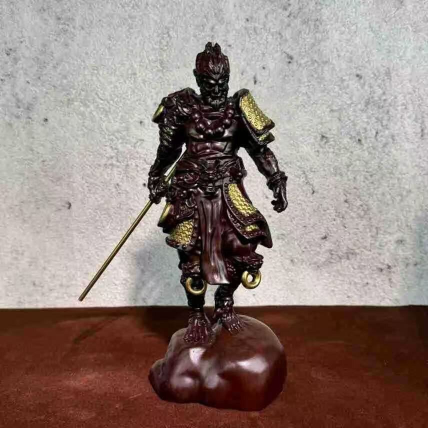 Резная фигурка из черного дерева Солнца Вуконга, ручная работа, горячая распродажа, настольный орнамент из массива дерева Цитянь Дашэн