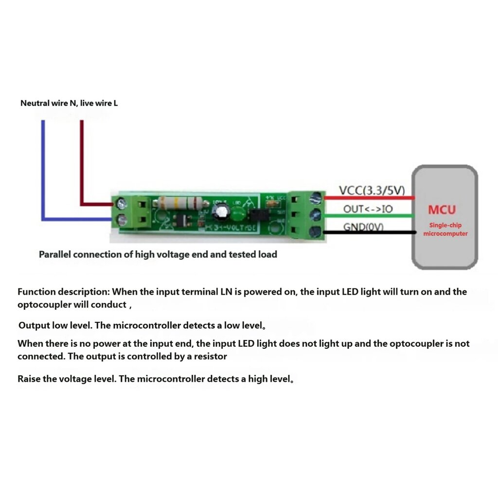Оптронный модуль для детектирования AC220V с выходом TTL для систем PLC и микроконтроллеров, со светодиодным индикатором, 3шт