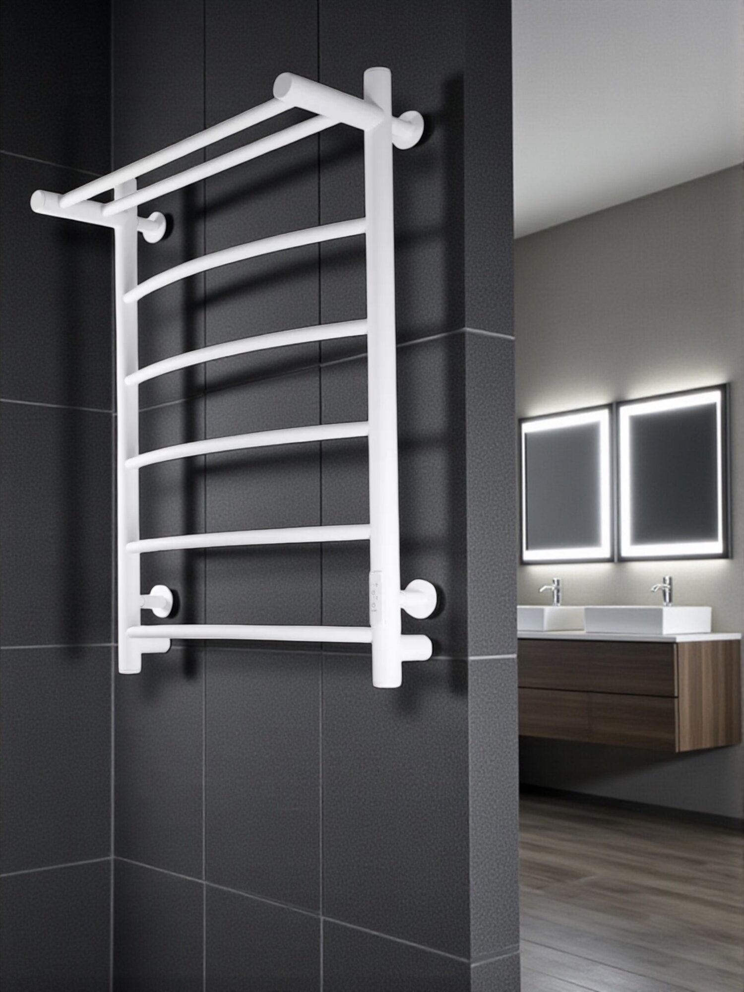 Полотенцесушитель электрический TermoPrime 500мм 800мм белый подключение слева / справа/ скрытое/ кабель с вилкой