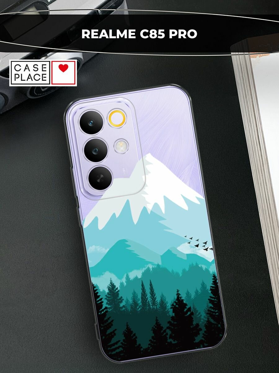 Чехол на Realme C85 Pro / Реалми C85 Про с принтом Синяя снежная гора, прозрачный
