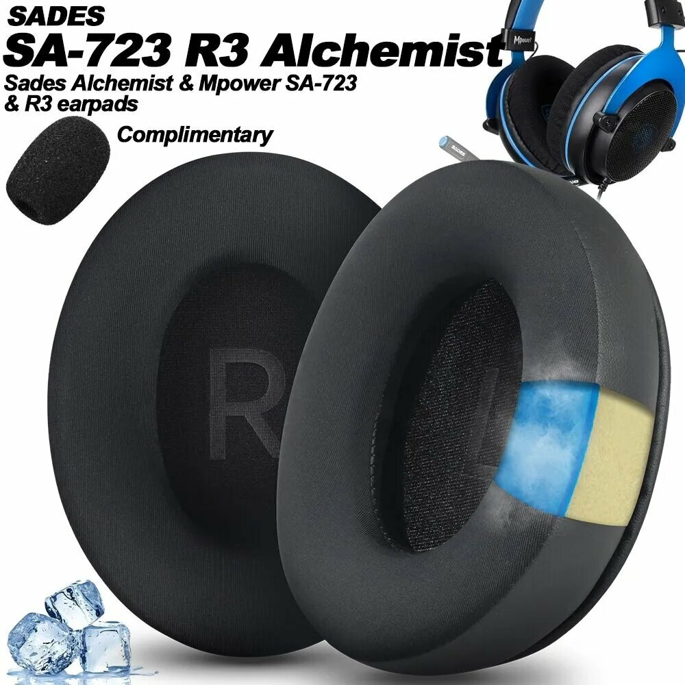 Амбушюры Sades Alchemist Mpower SA-723 R3 Сменные амбушюры для наушников, сетчатые тканевые чехлы с памятью, губка, мягкий Протеин