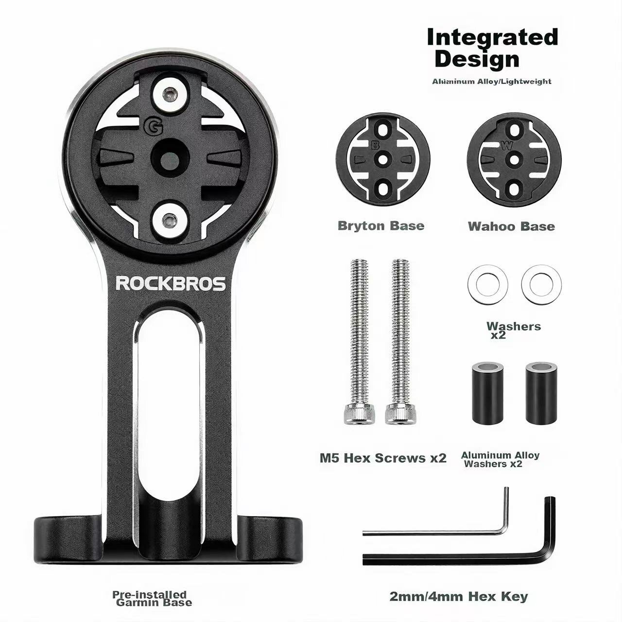 ROCKBROS Bicycle Extension Bracket, Odometer, Road And Mountain Bike Light Mount, Action Camera Base (Integrated Design)