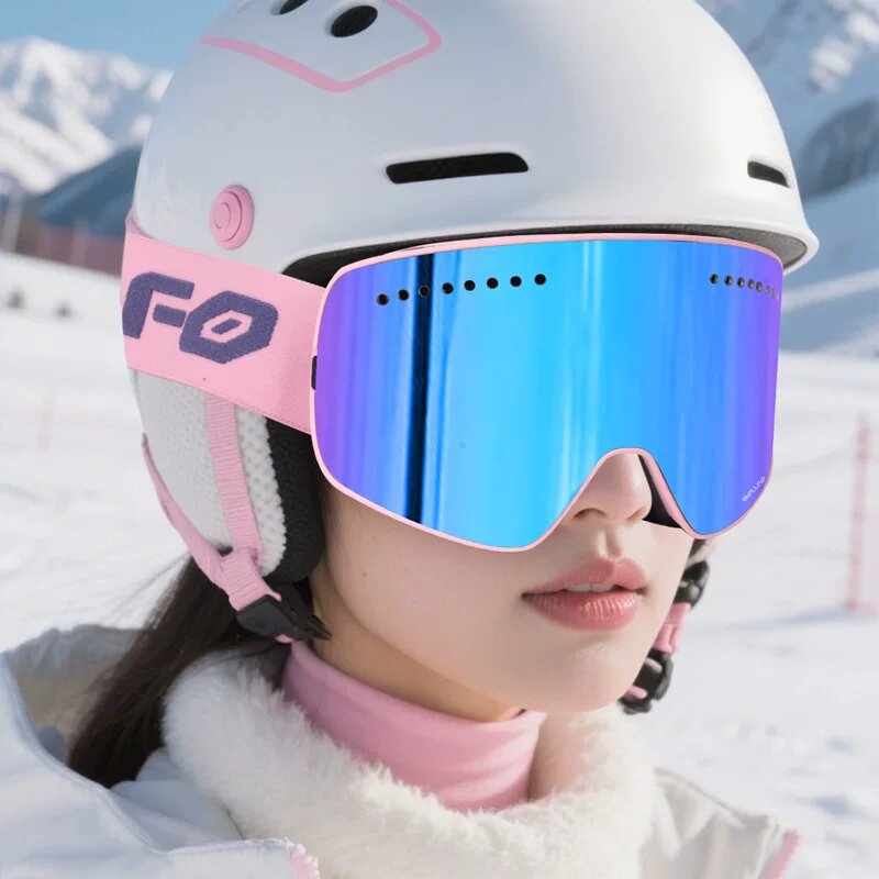 Магнитные снежные очки, цилиндрические лыжные очки с широким полем зрения, двухслойные противотуманные лыжные очки для