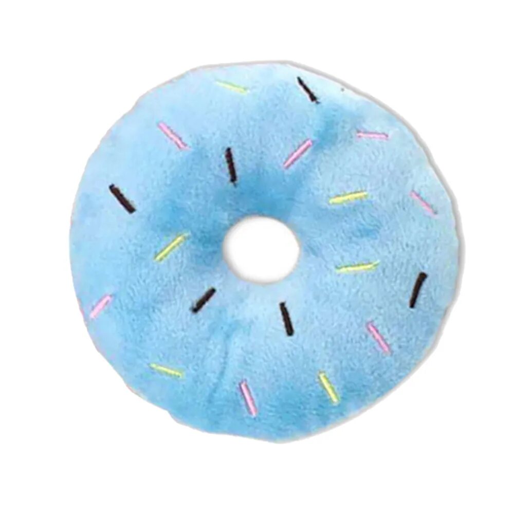 Пончик для жевания собаки, звук, излучающий мягкий плюш, полипропилен, хлопок, устойчивый к укусам, игрушка для собак и кошек, скрипучая игрушка