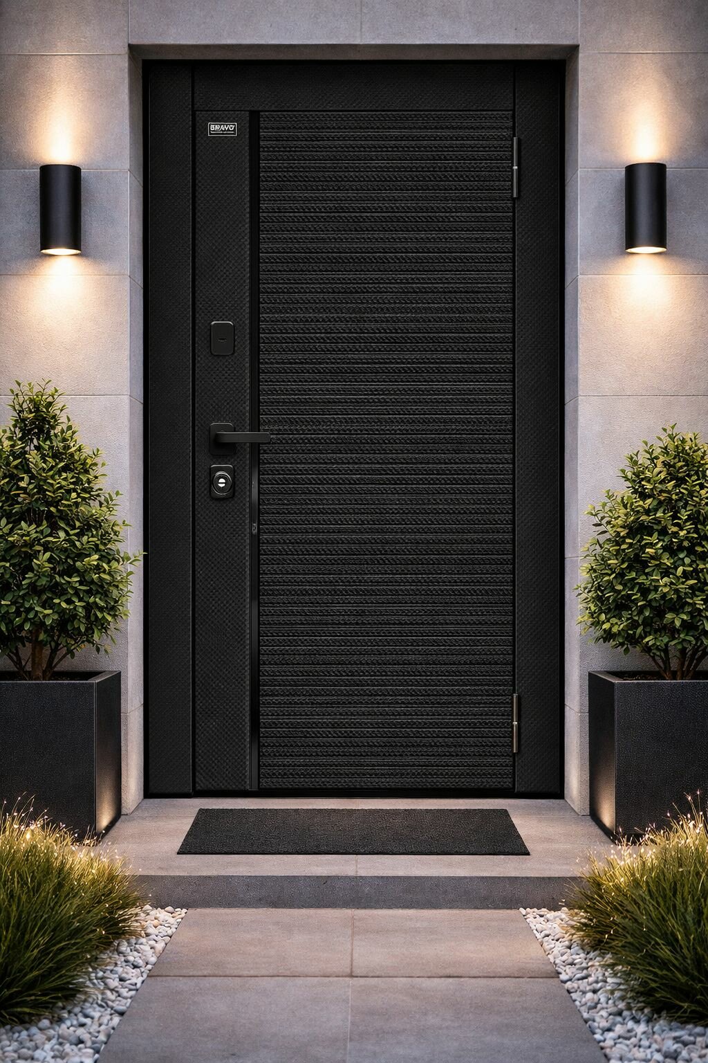 Входная дверь металлическая Black Carbon/Off-white 860x2050 Правое