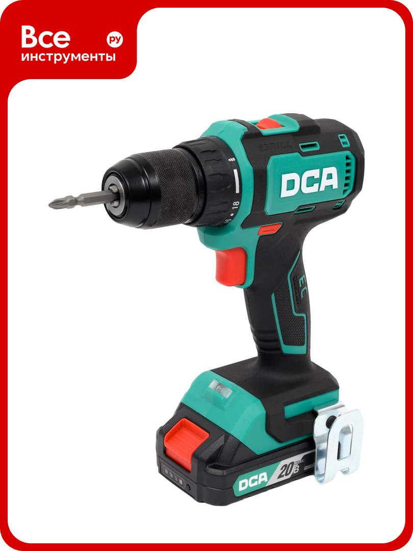 Аккумуляторная дрель-шуруповерт DCA ADJZ2055, бесщеточный двигатель, профессиональное сверление в металле и дереве